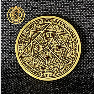 Seal of The Seven Archangels + 72 names of God + 1FitAll King Solomon Coin bezel kabbalah seal talisman Necklace