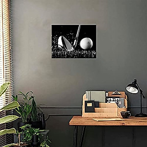 Canvas Print Black and White Golf Poster Wall Art Picture Golf Ball Sport Canvas Painting for Gym Living Room Wall Decor Frame Canvas