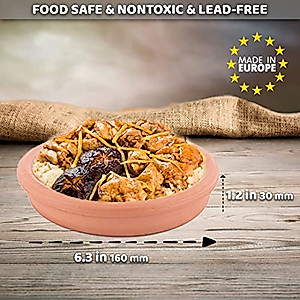 Handmade Clay Roaster Pan Set of 2, Lead-Free Terracotta Pots for Cooking, Meat, Vegetables, or Mushrooms, Unglazed Round Earthenware Pottery Cookware Suitable for Stovetop and Oven-Cooking