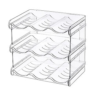 RHtvrll 3 Tiers Water Bottle Holder, Water Bottle Organizer for Cabinet Plastic Kitchen Pantry Wine Racks/Drink Bottle Storage for Kitchen Countertop, Cabinet, Freezer, Pantry, Holds 9 Containers