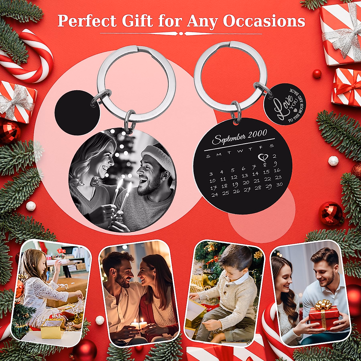 Queenberry Custom Keychain with Picture Personalized Photo Gift for Boyfriend Girlfriend