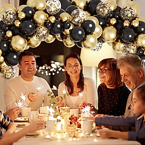 RUBFAC 101pcs Black and Gold Balloon Garland Arch Kit with Confetti Balloons for Graduation Birthday Party Decorations