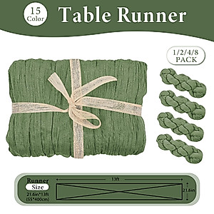 NOSTHEART Sage Green Cheesecloth Table Runner 10Ft Boho Table Runner Gauze Cheese Cloth Table Runner Rustic Sheer Table Runner for Party Wedding Bridal Baby Shower Birthday Table Decoration