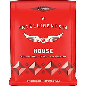 Intelligentsia Coffee, Light Roast Ground Coffee - House 12 Ounce Bag with Flavor Notes of Milk Chocolate, Citrus, and Apple