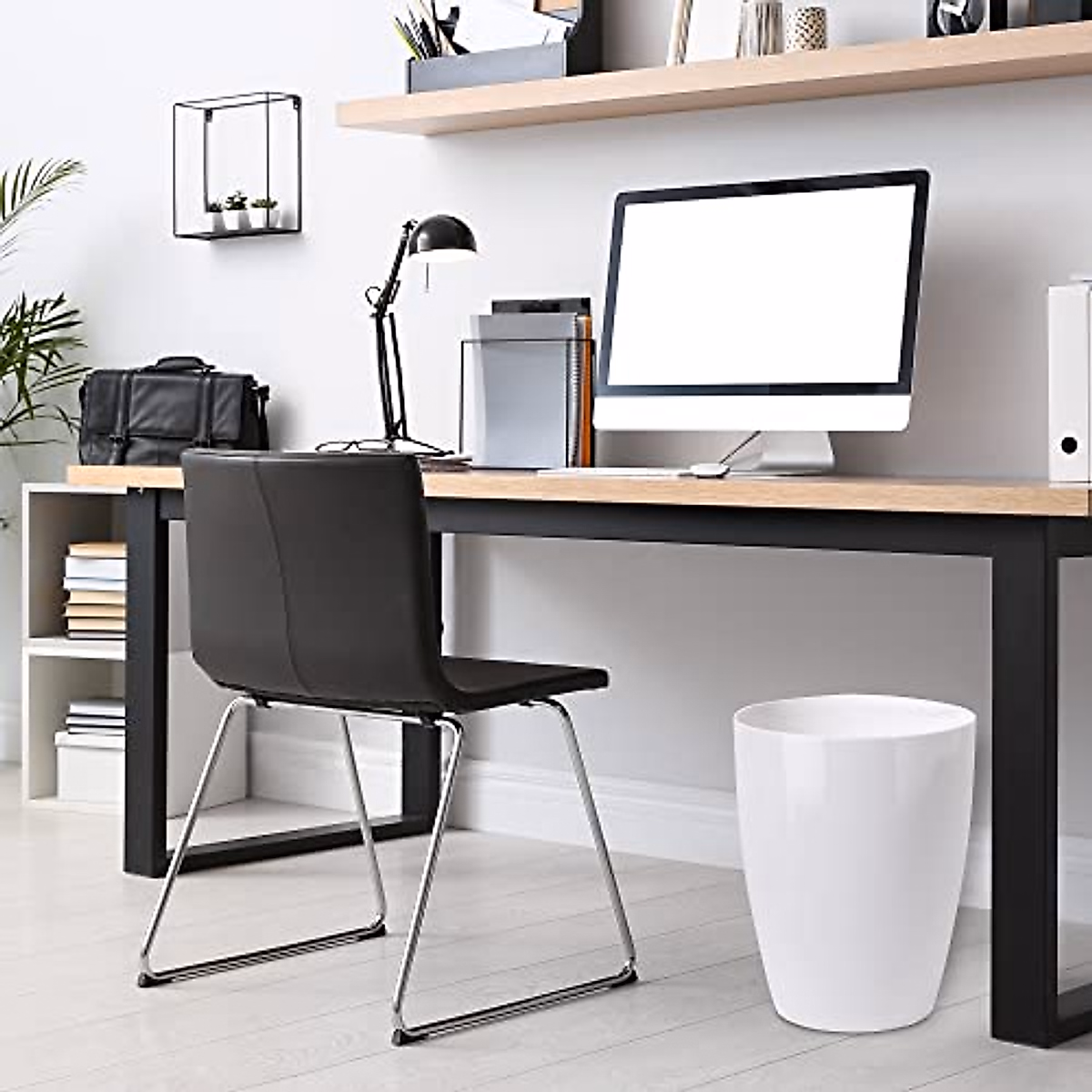 Small Trash Can – Open Top Garbage Cans for Kitchen, Office, Dorm, Bathroom, etc. –Waste Can for Compact/Tight Spaces – The Perfect Bathroom Trash Can - 2 Gallon Trash Bin – Glossy White