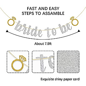 Silver Glitter Bride To Be Banner/Adventure Begins/Engaged/Wedding/Bridal Shower Party Decorations