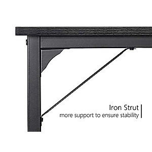CubiCubi Computer Desk 47" Study Writing Table for Home Office, Modern Simple Style PC Desk, Black Metal Frame, Black