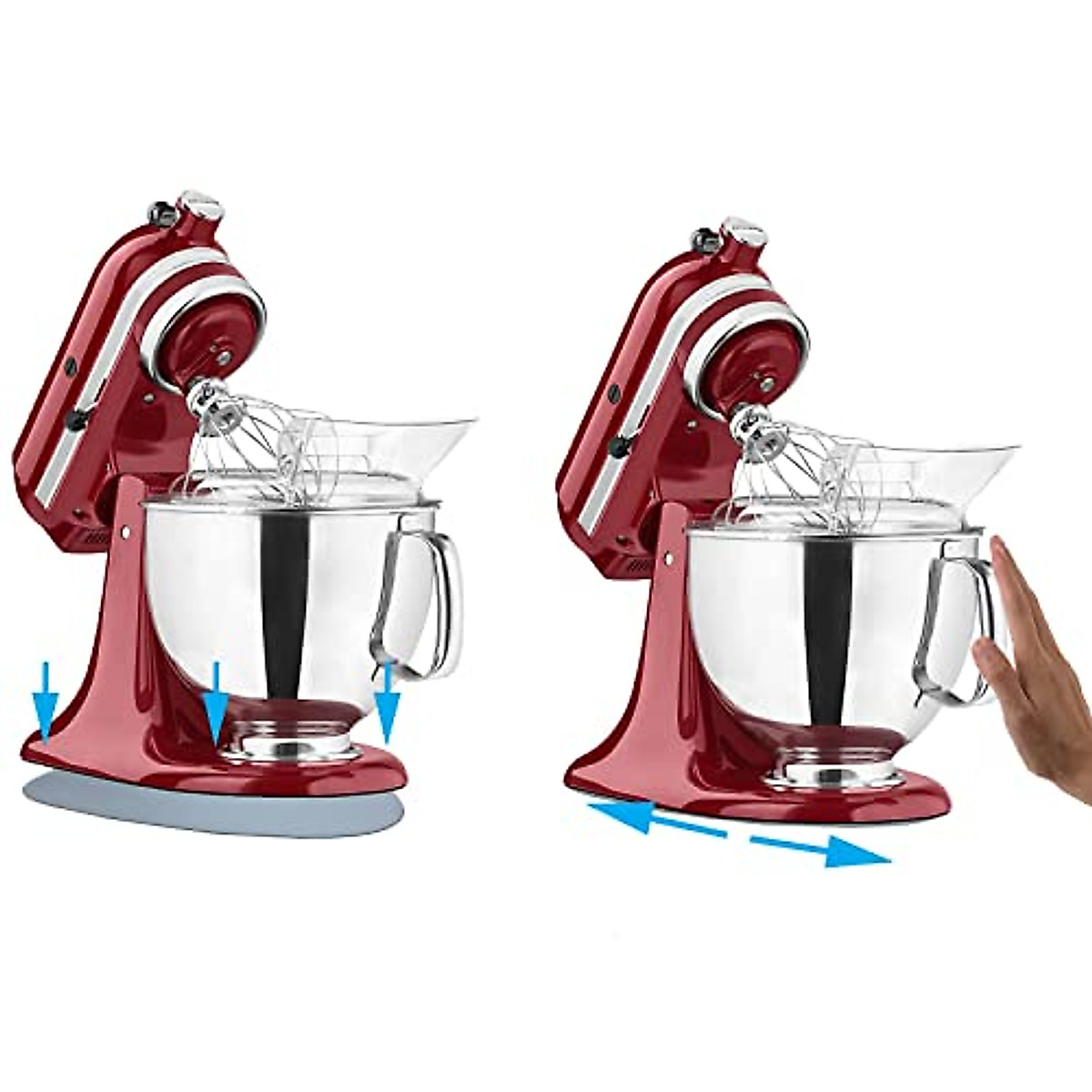 Lunpliran Leather Mixer Mover Kitchen Appliance Slider Mats Compatible With KitchenAid Tilt-Head Stand Mixer, Sliding Rolling Tray for Kitchen Appliances (Fit for 5-8 Quart Tilt Head, Silver)