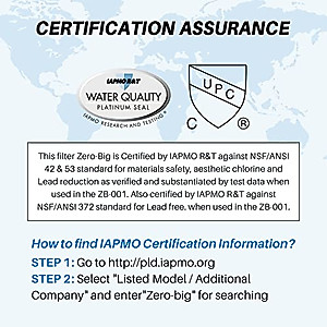 PUREPLUS NSF53 Lead Removal ZR-017 Water Filter, Replacement Cartridges for ZR-001, ZR-003, ZR-004, ZR-006, ZR-008, ZR-600, ZR-012, 5-Stage Filtration, 3PACK