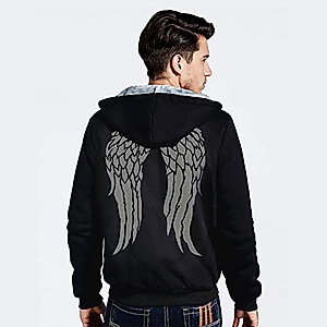 Angel Wings Hoodie Daryl Dixon Jacket Zip Up Gray wings Sweatshirt For Men XXL