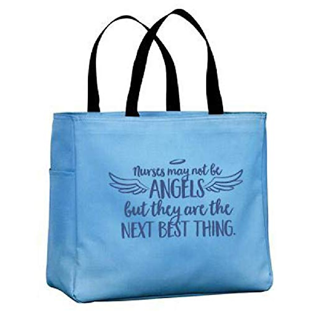 Tote Bag Blue Printed Nurses May Not Be Angels Canvas Feel Cutieful