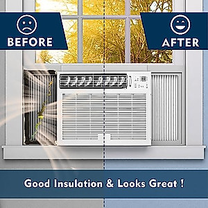 Pearwow Window Air Conditioner Side Panel with Frame,AC Insulation Side Panels Curtain Kit,Fits for Most 10000BTU Window AC Units