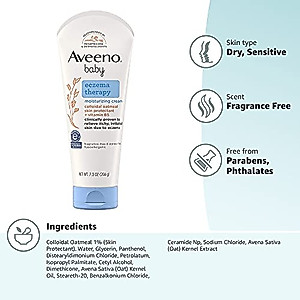 Aveeno Baby Eczema Therapy Moisturizing Cream, Natural Colloidal Oatmeal & Vitamin B5, Moisturizes & Relieves Dry, Itchy, Irritated Skin, Paraben & Steroid & Fragrance Free, 7.3 Oz