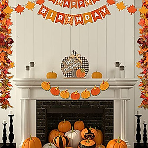 Super Holiday Fall Hello Pumpkin Sign Decorations, 12"/30CM Wooden Autumn Buffalo Plaid Tabletop Decor, for Home Farmhouse Living Room Harvest Day Thanksgiving Decor.