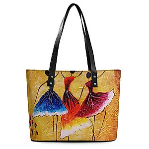 Womens Handbag Spanish Dance Girls Leather Tote Bag Top Handle Satchel Bags For Lady