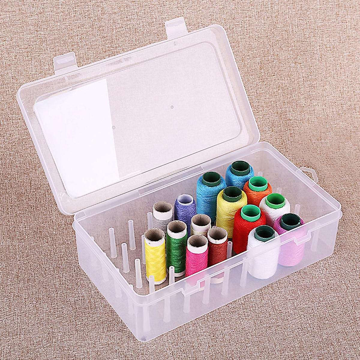42 Grids Clear Plastic Organizer Box Axis Sewing Threads Box Transparent Needle Wire Storage Organizer Containers for Spools Home Embroidery & Sewing Thread Transparent