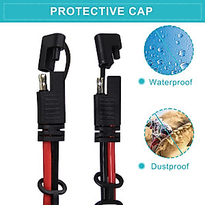 SAE Extension Cable 12AWG - 15FT SAE to SAE Extension Cord, SAE Power Automotive Extension Cable, SAE Connector 2Pin Quick Disconnect Wire Harness for Trolling Motor RV Battery Motorcycle Cars Tractor