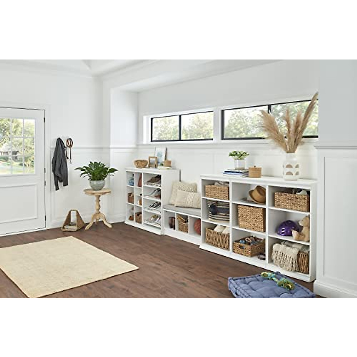 ClosetMaid Modular Storage Angled Shelves, Wood Closet Organizer Adjustable, Stacking, Full Backer, Decorative Trim, White, Shoe Shelf Unit