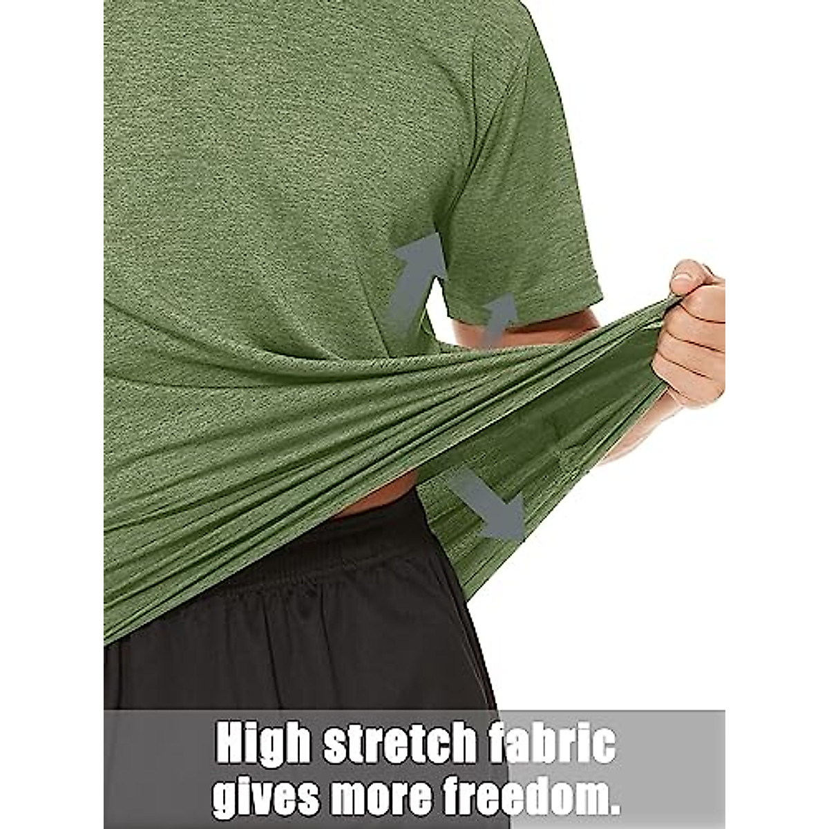 TACVASEN Men's Workout T Shirts Athletic Fit Shirts Gym T Shirts Dry Fit Shirts Running Shirts Active Tees Shirts Summer Fitness Shirts for Men Green