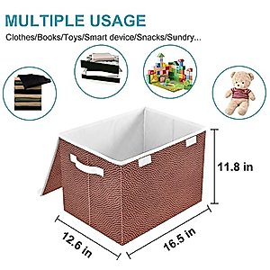 CaTaKu Football Game Storage Bins with Lids and Handles, Fabric Large Storage Container Cube Basket with Lid Decorative Storage Boxes for Organizing Clothes