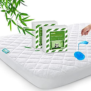 Waterproof Pack N Play Mattress Pad Protector 2 Pack, Premium Bamboo Terry Surface, Quilted Pack and Play Sheets Cover for Graco Pack N Play, Mini/Portable Crib and Foldable Playard
