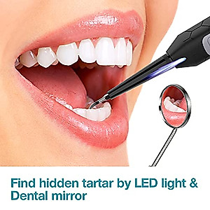 Professional Plaque Removal Tool, Teeth Cleaning Kit with Mouth Mirror, Electric Cleaner Tool, Waterproof Teeth Cleaning Kit with 3 Modes USB, Rechargeable Teeth Cleaner for Adults(Gray)