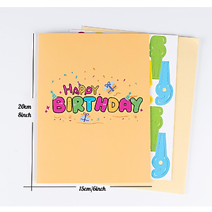 ABSOFINE Happy Birthday 3D Pop Up Cards, 3D Alphabet Happy Birthday Card with Envelopes, Greeting Cards Birthday Gifts for Women and Men (Colorful)