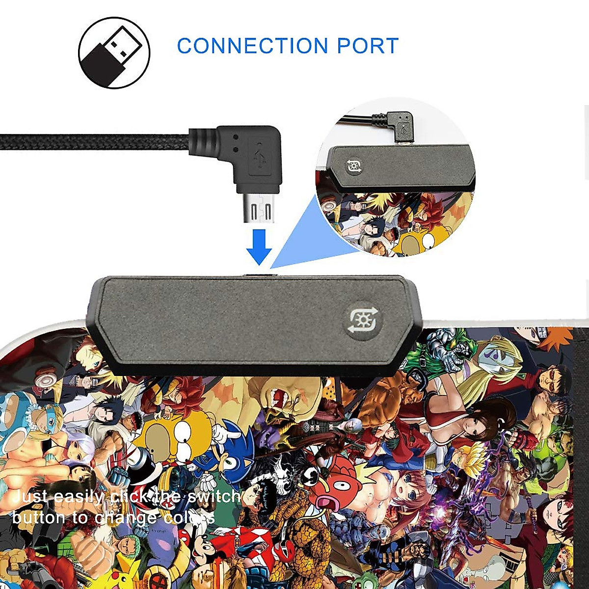 Imegny RGB Mouse Pad, Large Extended Soft Led Mouse Mat with Different Lighting Modes, 900 x 400mm / 35.4 * 15.7Inch (90x40 rgdajihe003)