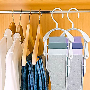 Pants Hanger Scarf Hanger Space Saving Non-Slip Pants Hanger, Legging Hangers for Closet Organizer Jeans Slack Trousers Hangers Multiple Clothes Hanger Closet Organizer for Jeans,Scarf,Tie (White, 3)