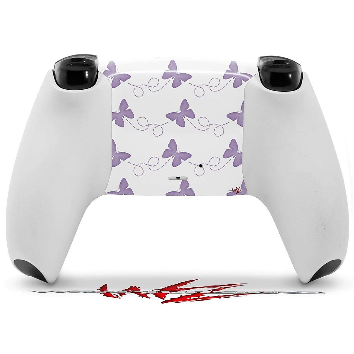 WraptorSkinz Skin Wrap compatible with Sony PS5 DualSense Controller Pastel Butterflies Purple on White (CONTROLLER NOT INCLUDED)