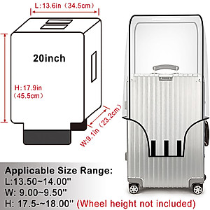 Yuppies Clear PVC Suitcase Cover, Protective Luggage Cover for 20 inch Wheeled Suitcase (20inch (13.6" L x 9.1" W x 17.9" H))