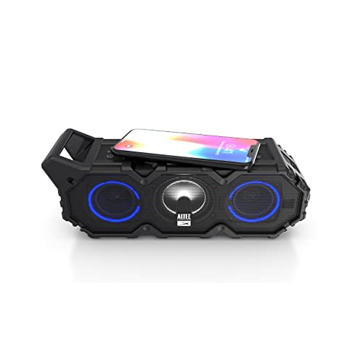 Altec Lansing LifeJacket XL Jolt with Lights, Built In Qi Wireless Charger, Waterproof, Snowproof, Shockproof and it Floats in Water, Up to 20 Hour Battery Life, Black