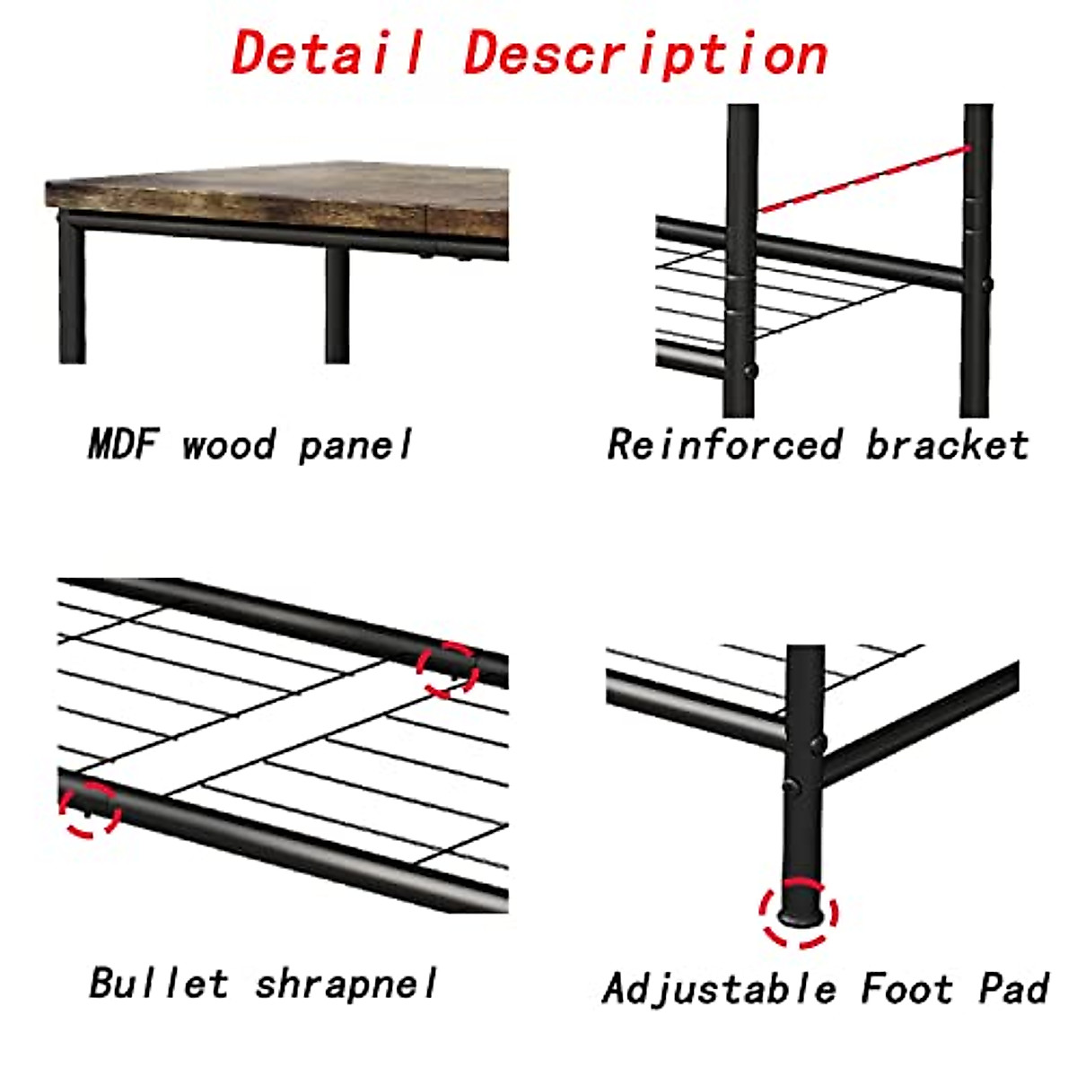 SUOERNUO Shoe Rack Organizer 5 Tier for Closet Entryway Free Standing Metal Storage Shoe Shelf with MDF Top Board，Black+Rustic Brown