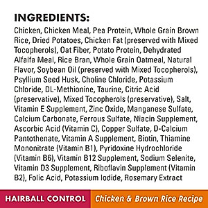 NUTRO WHOLESOME ESSENTIALS Adult Hairball Control Natural Dry Cat Food Farm-Raised Chicken & Brown Rice Recipe, 14 lb. Bag