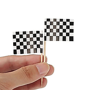Pangda 100 Pack Checkered Racing Flag Toothpicks Cupcake Picks Toothpick Flag Dinner Flags Race Car Cake Toppers Decorations Party Supplies