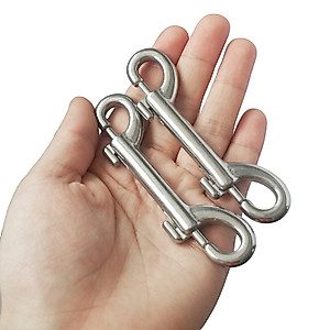 2-Pack 316 Stainless Steel Double Ended Bolt Snap Hook 3-1/2'' Double End Bolt Snaps Hooks Scuba Diving Clips Marine Grade for Water Bucket/Dog Leash/Pet Feed Bucket & Hammock/Horse Tack and More