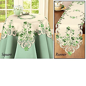 Collections Etc Embroidered Irish Shamrock Table Linens, Runner