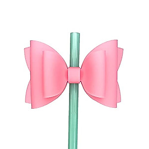 Bow Straw Topper, Silicone Jelly Straw Topper (Baby Pink), 3.5in x 1in x 2in