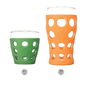 Lifefactory 20-Ounce BPA-Free Indoor/Outdoor Protective Silicone Sleeve Beverage Glass, 2-Pack, Dusty Purple