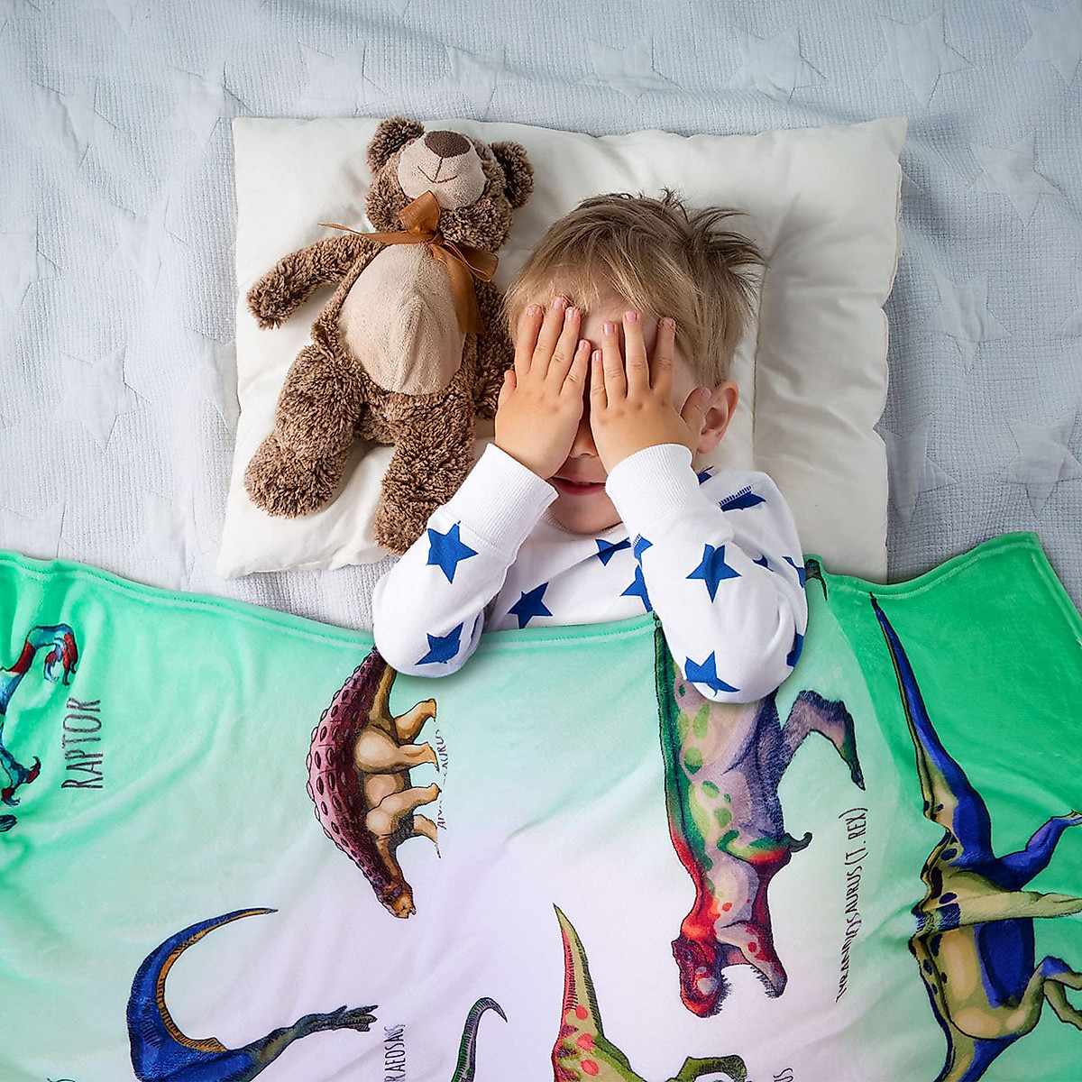 Dinosaur Throw Blanket 50 x 60 Inches Various Dinosaur Signs Blanket for Boys Fuzzy Soft Flannel Throw Blanket Decor for Kids Favor Living Room Bedroom Home Offices Supplies