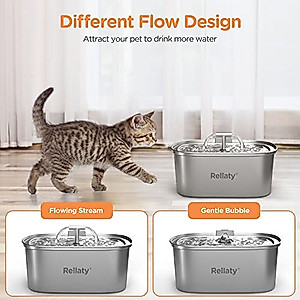 Cat Water Fountain Stainless Steel: 3.2L/108oz Pet Fountain Water Bowl Dog Drinking Dispenser Cat Feeding & Watering Supplies Animal Metal Kitty Spout for Cats Inside with 4 Replacement Filters