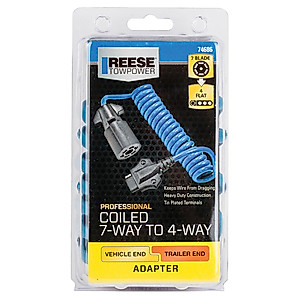 Reese Towpower 74686 Coiled 7-Way Blade to 4-Flat Adapter