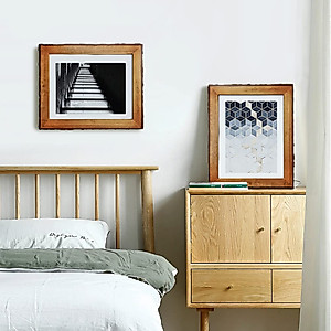 Eosglac Rustic 11x14 Live Edge Picture Frame Brown, Wooden Photo Poster Frame Farmhouse Decor for Wall Mounting Display, Plexiglass Front