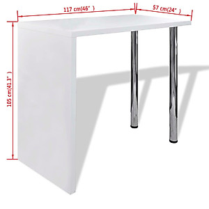 Bar Table,Coffee Tables,Mid Century Modern Coffee Table,Rectangle Dining Table,Dining Table,High Gloss,for Party, Kitchen, Living Room, Dining Room,MDF with 2 Steel Legs High Gloss White