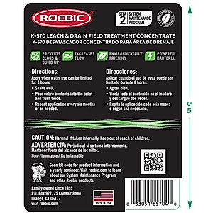 Roebic K-570-Q Biodegradable Leach and Drain Field Treatment Concentrate Environmentally Friendly Bacteria Enzymes Treat Septic Clogs & Buildup, 32 Ounces