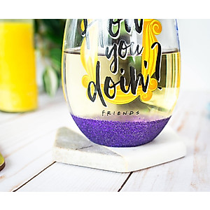 Silver Buffalo Friends How You Doin? Teardrop Stemless Wine Glass | Holds 20 Ounces