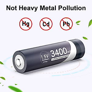 Deleepow 1.5V Rechargeable AA Batteries 3400mWh AA Lithium Rechargeable Batteries 1500 Cycle(Only Batteries)