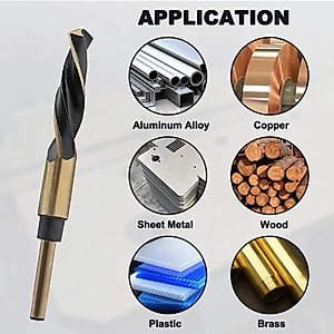 LifCratms 5/8" Reduced Shank Drill Bit, 0.38" Shank HSS Drill Bit Black and Gold Oxide Finish, 115 Degree Split Point Industrial Drill Bit for General Building Engineering Woodworking DIY Projects