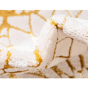 Unique Loom Marilyn Monroe Glam Collection Area Rug - Dahlia (2'x 3' 1' Rectangle, White Gold/ Gold)