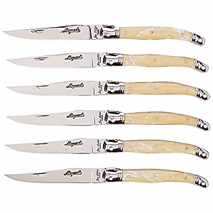 Jean Dubost Laguiole 6 Steak Knives Set, Acrylic Black